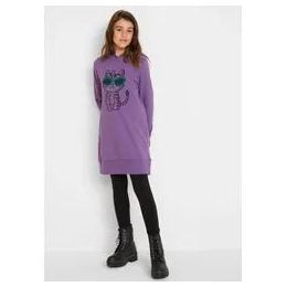 Sweatkleid bonprix, M&auml;dchen, Gr. 128/134, N-Gr, lila (ultraviolett), Obermaterial: 100% Baumwolle, oversize, Kleider Sweatkleid, f&uuml;r den Alltag, aus Baumwolle, Oversize-Passform