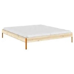 Bettgestell KARUP DESIGN "CORE BED Bodenbett, Holzrahmen, Futonbett, Jugendbett, Holzbett", raw, solar orange, B:186cm H:34cm L:206cm, Betten, Bettgestell, Massivholzbett mit Lattenrost, Kiefer massiv, Doppelbett ohne Kopfteil