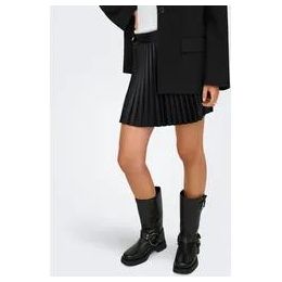 Lederimitatrock Only "ONLVIVE LIFE HW PLEAT FAUX LE SKIRT PNT", Damen, Gr. XS (34), schwarz, Web, Obermaterial: 100% Polyester, unifarben, regular fit kurz, R&ouml;cke
