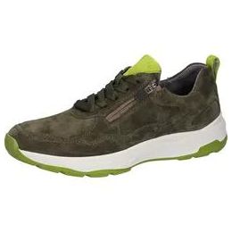 Waldl&auml;ufer Sneaker WALDL&Auml;UFER "H-TOM", Herren, Gr. 10 (44,5), khaki, hellgr&uuml;n, Veloursleder, unifarben mit Farbeinsatz, Schuhe Sneaker, Schn&uuml;rschuh, Komfortschuh in bequemer Schuhweite H (= sehr weit)