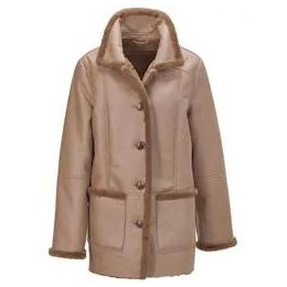 Kurzjacke GOLDNER "Kurzgr&ouml;&szlig;e Kuschelige Longjacke in Lederoptik", Damen, Gr. 22, braun (milchkaffee), Obermaterial: 100% Polyester PES., figurumspielend, Sonstiges, Jacken Kurzjacke, Sch&ouml;ne Lederoptik