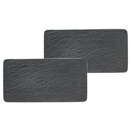 Villeroy & Boch Servierplatte VILLEROY & BOCH "Servierplatten Manufacture Rock 2er Set schwarz", schwarz, L:35cm, Porzellan, Servierplatten, Servierplatte
