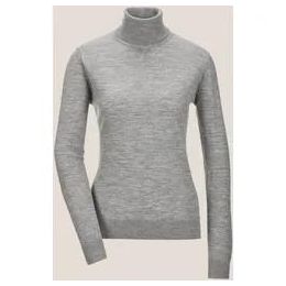 Madeleine Mode Longpullover MADELEINE "Strickpullover Feinstrickpullover mit Rollkragen", Damen, Gr. 34, grau (graphit, melange), Obermaterial: 100% Schurwolle WV., Modern, normal, Rollkragen, Pullover Longpullover