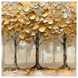 Acrylglasbild queence "Goldener Wald", farbe rahmen: ohne rahmen, B:50cm H:50cm T:1,5cm, Acrylglas, Bilder, Acrylglasbild, HD Premium Kunstdruck in Galeriequalit&auml;t