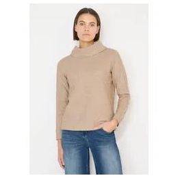 Langarmshirt Cecil, Damen, Gr. L (42), urban taupe melange, Stoff, 64% Polyester, 32% Viskose, 4% Elasthan, unifarben, comfort fit normal, hoch geschlossener Ausschnitt, Rippb&uuml;ndchen, Shirts Langarmshirt, aus strecthigem Viskosematerial