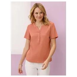 Schlupfbluse Classic Basics, Damen, Gr. 46, papaya, 100% Polyester, unifarben, Rundhals, Blusen Schlupfbluse