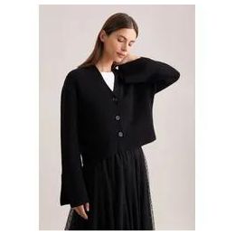 Strickjacke Seidensticker, Damen, Gr. L, schwarz, 80% Wolle, 15% Polyamid, 5% Kaschmir, oversize, Strickjacken Strickjacke, 1/1 V-Neck