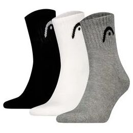 Kurzsocken Head "Socken All Sports Training Short Crew 3P 3er Pack", Damen, Gr. 39-42, bunt (grau, wei&szlig;, schwarz), Obermaterial: 78% Baumwolle CO. 16% Polyester PES. 4% Polyamid PA. 2% Elasthan EL., Socken