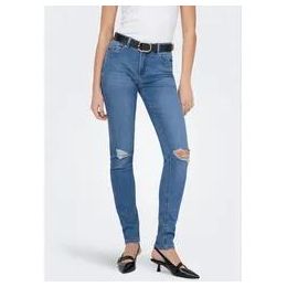 Skinny-fit-Jeans Only "ONLSUMI MID WAIST KNEE DES SK DNM BOX", Damen, Gr. XS, L&auml;nge 32, light blau denim, Denim/Jeans, Obermaterial: 65% Baumwolle, 18% Polyester, 15% Viskose, 2% Elasthan, Destroyed-Effekte, unifarben, skinny fit lang, Jeans, Destroyed Effekte