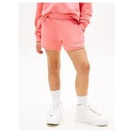 Shorts Tommy Hilfiger "GLITTER TOMMY SHORT", M&auml;dchen, Gr. 12 (152), N-Gr, tropical blush, Sweatware, Obermaterial: 68% Baumwolle, 32% Polyester, unifarben, regular fit kurz, Hosen Shorts, Kinder bis 16 Jahre, regular fit