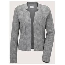 Madeleine Mode Jackenblazer MADELEINE "Kurzblazer Moderner Jerseyblazer in Melange-Optik", Damen, Gr. 42, grau (steingrau, melange), Obermaterial: 83% Polyester PES. 14% Viskose CV. 3% Elasthan EL., Modern, Blazer, Struktur-Jersey