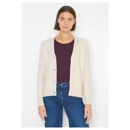 Cardigan Cecil, Damen, Gr. XL (44), light greige, Web, 53% Baumwolle, 23% Polyacryl, 18% Polyester, 5% Nylon, 1% Elasthan, unifarben, comfort fit normal, V-Ausschnitt, Rippb&uuml;ndchen, Strickjacken, mit Knopfleiste