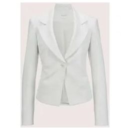 Madeleine Mode Jerseyblazer MADELEINE "Blazer Kurzer Jersey-Blazer mit Ziern&auml;hten", Damen, Gr. 42, wei&szlig; (wollwei&szlig;), Obermaterial: 67% Viskose CV. 27% Polyamid PA. 6% Elasthan EL., Modern, normal, Blazer