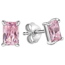 Paar Ohrstecker Firetti "Schmuck Geschenk Silber 925 Ohrschmuck Ohrringe Quadrat", silberfarben, pink, pink, Ohrringe, Damen, Silber 925 (Sterlingsilber), mit Zirkonia (synth.)