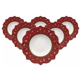 Villeroy & Boch Suppenteller VILLEROY & BOCH "Suppenteller Toy's Delight &oslash; 26,4 cm 6er Set rot", rot, L:26,5cm, Speiseteller