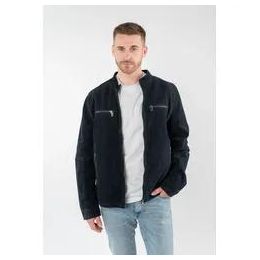 Lederjacke Mauritius "MMBerat", Herren, Gr. L (50), navy, Obermaterial: 100% Schafsleder. Futter: 100% Polyester. &Auml;rmelfutter: 100% Polyester, unifarben, regular fit h&uuml;ftbedeckend, angesetztes B&uuml;ndchen, Jacken, aus Veloursleder in Denim-Struktur