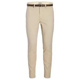 Jack & Jones Chinohose JACK & JONES "JPSTMARCO ADAM BELTED CHINO", Herren, Gr. 33, L&auml;nge 32, string, Web, Obermaterial: 98% Baumwolle, 2% Elasthan, unifarben, slim fit kn&ouml;chellang, Hosen Chinohose