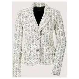 Madeleine Mode Jackenblazer MADELEINE "Blazer Tweed-Blazer mit Reverskragen", Damen, Gr. 44, schwarz (perlwei&szlig;, schwarz, melange), Obermaterial: 69% Polyester PES. 30% Baumwolle CO. 1% Elasthan EL., Modern, schmal, Blazer, Tweedblazer mit Glanzeffekt