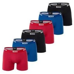 Boxershorts BOSS "Boxershort BoxerBr 6P Power 6er Pack", Herren, Gr. XXL, bunt (rot, blau, schwarz), Obermaterial: 95% Baumwolle CO. 5% Elasthan EL., Unterhosen