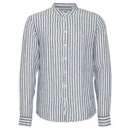 Langarmhemd Casual Friday "Langarmhemd CFANTON LS CC linen striped shirt", Herren, Gr. XL, N-Gr, blau (navy blazer), Obermaterial: 80% Leinen LI. 20% Baumwolle CO., Hemden