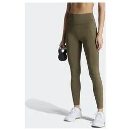 Trainingstights Adidas PERFORMANCE "OPTIME WORKOUT FULL LENGTH LEGGINGS", Damen, Gr. S, N-Gr, olive strata, normal, gr., Obermaterial: 73% Polyester, 27% Elasthan, Hosen