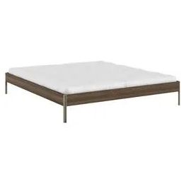Bettgestell KARUP DESIGN "CORE BED Bodenbett, Holzrahmen, Futonbett, Jugendbett, Holzbett", carob braun, sage gr&uuml;n, B:186cm H:34cm L:206cm, Betten, Bettgestell, Massivholzbett mit Lattenrost, Kiefer massiv, Doppelbett ohne Kopfteil