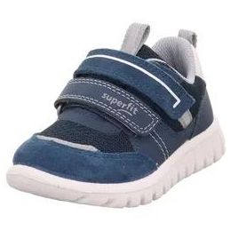 Sneaker Superfit "SPORT7 MINI WMS: mittel", M&auml;dchen, Gr. 30, dunkelblau, hellblau, Lederimitat, Textil, Veloursleder, unifarben mit Farbeinsatz, Schuhe Sneaker, Klettschuh, in WMS: Weite mittel, Gr&ouml;&szlig;enschablone zum Download