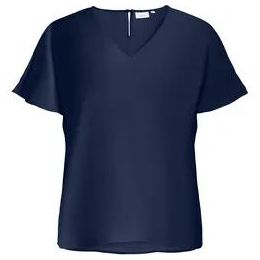 Shirtbluse Only CARMAKOMA "CARMETTA LIFE V-NECK SS TOP WVN NOOS", Damen, Gr. 48, naval academy, Jersey, Obermaterial: 100% Polyester, unifarben, regular fit normal, V-Ausschnitt, Blusen