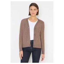 Cardigan Cecil, Damen, Gr. XL (44), chocolate mousse melange, Web, 53% Baumwolle, 23% Polyacryl, 18% Polyester, 5% Nylon, 1% Elasthan, unifarben, comfort fit normal, V-Ausschnitt, Rippb&uuml;ndchen, Strickjacken, mit Knopfleiste