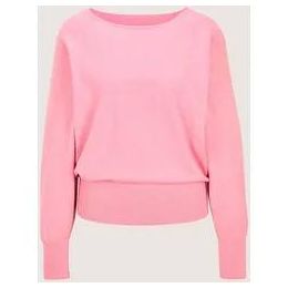 Madeleine Mode Longpullover MADELEINE "Pullover Basic Strickpullover mit Fledermaus&auml;rmeln", Damen, Gr. 36/38, rosa (himbeersorbet, melange), Obermaterial: 46% Modal CMD. 40% Polyacryl PAN. 14% Polyamid PA., Modern, figurumspielend, U-Boot-Ausschnitt, Pullover Longpullover