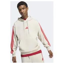 Kapuzensweatshirt Adidas SPORTSWEAR "M 3S FT HD", Herren, Gr. XXL, wonder aluminium, pure ruby, Obermaterial: 55% Baumwolle, 36% Polyester, 9% Viskose, Sweatshirts