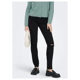 Skinny-fit-Jeans Only "ONLSUMI MID WAIST KNEE DES SK DNM BOX", Damen, Gr. M, L&auml;nge 32, washed schwarz, Denim/Jeans, Obermaterial: 65% Baumwolle, 18% Polyester, 15% Viskose, 2% Elasthan, Destroyed-Effekte, unifarben, skinny fit lang, Jeans, Destroyed Effekte