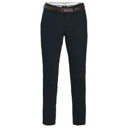 Jack & Jones PlusSize Chinohose "JPSTMARCO ADAM BELTED CHINO PLS", Herren, Gr. 42 (4XL), L&auml;nge 34, schwarz navy, Web, Obermaterial: 98% Baumwolle, 2% Elasthan, JACK & JONES PLUSSIZE, unifarben, slim fit kn&ouml;chellang, Hosen Chinohose