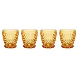 Villeroy & Boch Whiskyglas VILLEROY & BOCH "Becher Boston Coloured 330 ml 4er Set", gelb (saffron), Glas, Trinkgef&auml;&szlig;e, Whiskyglas