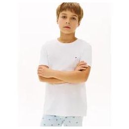 T-Shirt "2 PK SS TEE mit Stickerei und Rundhals im 2er-Pack", Jungen, Gr. 164/170, schwarz, wei&szlig;, Jersey, Obermaterial: 100% Baumwolle, Tommy Hilfiger UNDERWEAR, normal h&uuml;ftbedeckend, Rundhals, eingesetzt abgesteppt, Shirts T-Shirt, unifarben, casual, regular fit, Baumwolle, Rundhals