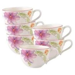 Villeroy & Boch Tasse VILLEROY & BOCH "Fr&uuml;hst&uuml;ckstassen Mariefleur Basic 290 ml 6er Set bunt", bunt, 6 tlg., Porzellan, Trinkgef&auml;&szlig;e, Tasse