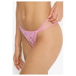 String LSCN BY LASCANA, Damen, Gr. 32/34, 1 Stk., soft pink, Spitze, Obermaterial: 87% Nylon, 13% Elasthan, unifarben, figurbetont, Unterhosen String, aus bl&auml;ttriger Spitze