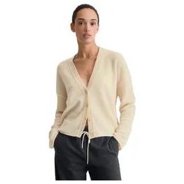 Marc O'Polo Cardigan MARC O'POLO "aus flauschiger Lambswool", Damen, Gr. M, raw cream, Obermaterial: 80% Schurwolle, 20% Kaschmir, unifarben, loose fit, V-Ausschnitt, Strickjacken