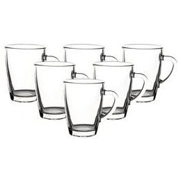 Tasse Van Well "Kaffeebecher Teebecher Nordic 300 ml 6er Set transparent", bunt (transparent), 6 tlg., Glas, Trinkgef&auml;&szlig;e, Tasse