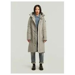 G-Star Raw Parka G-STAR "Vodan 2.0 Long Jacke", Damen, Gr. XS, elephant skin, Obermaterial: 54% Elastomultiester, 46% Polyester, Jacken Parka