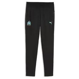 Sporthose Puma "Olympique de Marseille Trainingshose Jugendliche", M&auml;dchen, Gr. 164, Normalgr&ouml;&szlig;en, schwarz team aqua blau, Obermaterial: 100% Polyester. Taschenfutter: 100% Polyester. Besatz: 12% Elasthan, 88% Polyester, regular fit, Hosen Sporthose