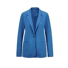 Jackenblazer GOLDNER "Kurzgr&ouml;&szlig;e Damenblazer mit Reverskragen und Paspeltaschen", Damen, Gr. 19, gr&uuml;n (blau), Obermaterial: 48% Polyamid PA. 40% Viskose CV. 12% Elasthan EL., Gerade, Blazer, mit formgebenden Teilungsn&auml;hte