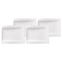 Villeroy & Boch Fr&uuml;hst&uuml;cksteller VILLEROY & BOCH "Fr&uuml;hst&uuml;cksteller NewWave 26 x 20 cm 4er Set wei&szlig;", wei&szlig;, Speiseteller