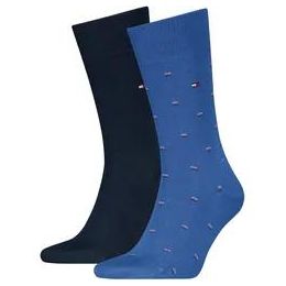 Socken Tommy Hilfiger "TH MEN SOCK 2P MICRO PATTERN", Damen, Gr. 43-46, blau, Obermaterial: 76% Baumwolle, 23% Polyamid, 1% Elasthan, Socken Socken
