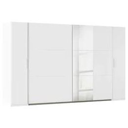 Schwebet&uuml;renschrank Rauch "Kleiderschrank Dreht&uuml;renschrank Schrank Garderobe KRONACH TOPSELLER", wei&szlig; (alpinwei&szlig;, griffleisten alu, mit 1 spiegel), B:354cm H:210cm T:59cm, Holzwerkstoff, Schr&auml;nke, Schwebet&uuml;renschrank, Kombischrank optional mit 1 oder 2 Spiegel viele B&ouml;den MADE IN GERMANY