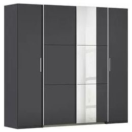 Schwebet&uuml;renschrank Rauch "Kleiderschrank Dreht&uuml;renschrank Schrank Garderobe KRONACH TOPSELLER", graumetallic, griffleisten alu, mit 1 spiegel, B:225cm H:210cm T:59cm, Holzwerkstoff, Schr&auml;nke, Schwebet&uuml;renschrank, Kombischrank optional mit 1 oder 2 Spiegel viele B&ouml;den MADE IN GERMANY