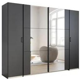 Schwebet&uuml;renschrank Rauch "Kleiderschrank Dreht&uuml;renschrank Schrank Garderobe KRONACH TOPSELLER", graumetallic, griffleisten grau, mit 2 spiegel, B:268cm H:210cm T:59cm, Holzwerkstoff, Schr&auml;nke, Schwebet&uuml;renschrank, Kombischrank optional mit 1 oder 2 Spiegel viele B&ouml;den MADE IN GERMANY