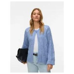 V&eacute;ro Moda Strickjacke VERO MODA "VMSHELL LS O-NECK ONEBUTTON CARDIGAN BOO", Damen, Gr. M, brunnera blau detail:4082 from colorcard, Strick, Obermaterial: 70% Polyester, 21% Nylon, 8% Wolle, 1% Elasthan, unifarben, regular fit normal, Rundhals, Strickjacken Strickjacke