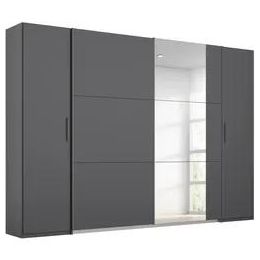 Schwebet&uuml;renschrank Rauch "Kleiderschrank Dreht&uuml;renschrank Schrank Garderobe KRONACH TOPSELLER", graumetallic, griffleisten grau, mit 1 spiegel, B:268cm H:210cm T:59cm, Holzwerkstoff, Schr&auml;nke, Schwebet&uuml;renschrank, Kombischrank optional mit 1 oder 2 Spiegel viele B&ouml;den MADE IN GERMANY