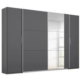 Schwebet&uuml;renschrank Rauch "Kleiderschrank Dreht&uuml;renschrank Schrank Garderobe KRONACH TOPSELLER", grau (graumetallic, griffleisten alu, mit 1 spiegel), B:268cm H:210cm T:59cm, Holzwerkstoff, Schr&auml;nke, Schwebet&uuml;renschrank, Kombischrank optional mit 1 oder 2 Spiegel viele B&ouml;den MADE IN GERMANY